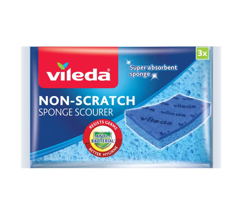 Vileda Anti-bacterial Sponge Scourer Non-scratch 3 Pack – 77 Mart
